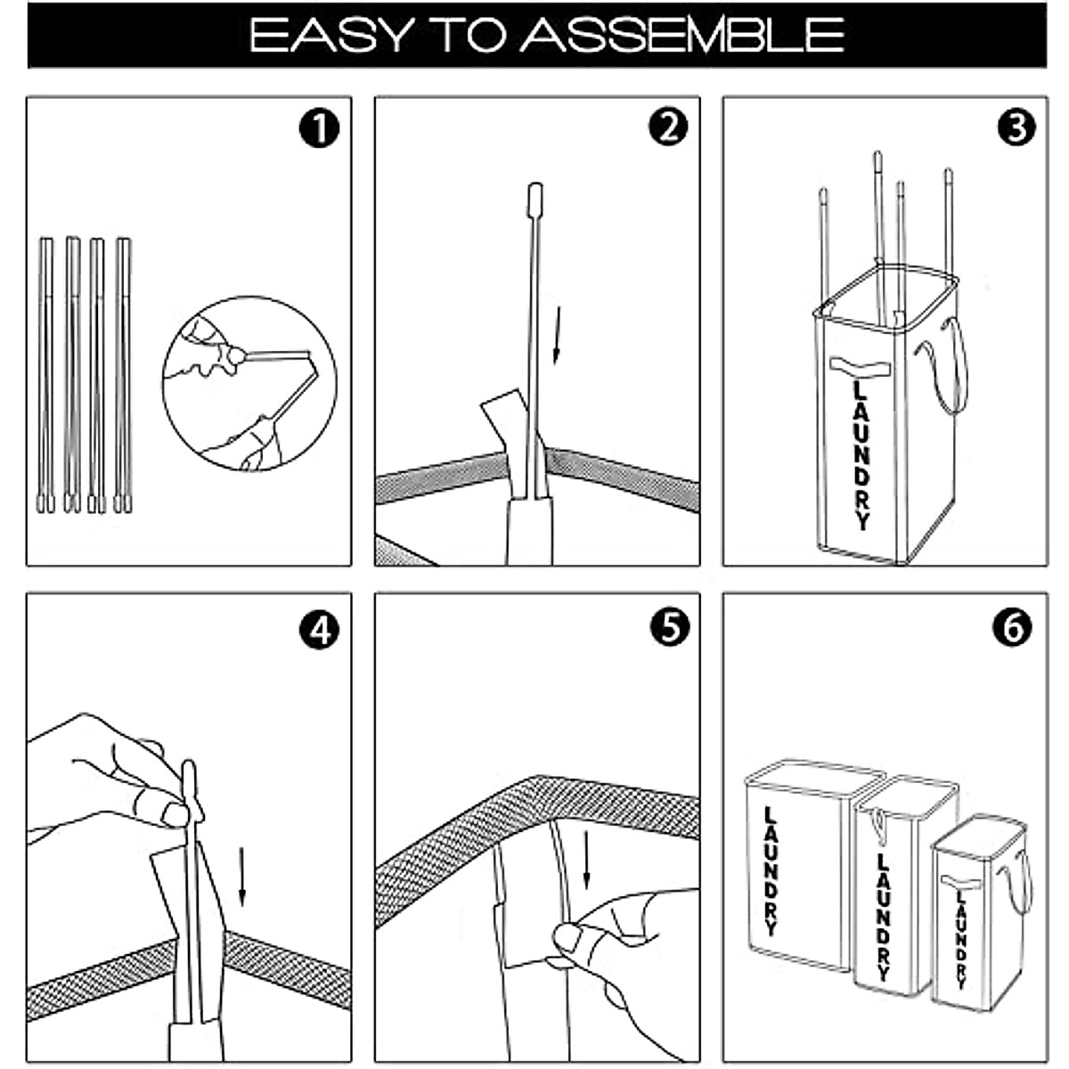 [3 pack] Laundry Basket,Homlikelan 27.5" Collapsible Large Laundry Hamper,Standable Narrow Rolling Laundry Hamper on Wheels Clothes Hamper Laundry Bin Beige