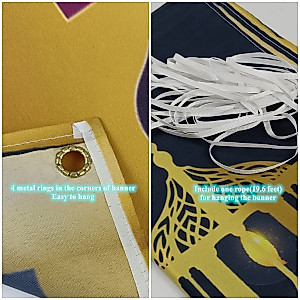 KYMY Eid Mubarak Door Cover with 70.8X35.4 inch,Eid Mubarak Backdrop,Muslim Islamic Ramadan Door Banner Sign for Eid Mubuark Party Home Decoration