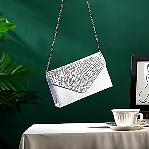 4 Pieces Women Rhinestone Jewelry Set Glitter Evening Clutch Bag Rhinestone Ear Clip Dangle Bridal Wedding Choker Bracelet Bling Envelope Handbag Purse for Party Wedding