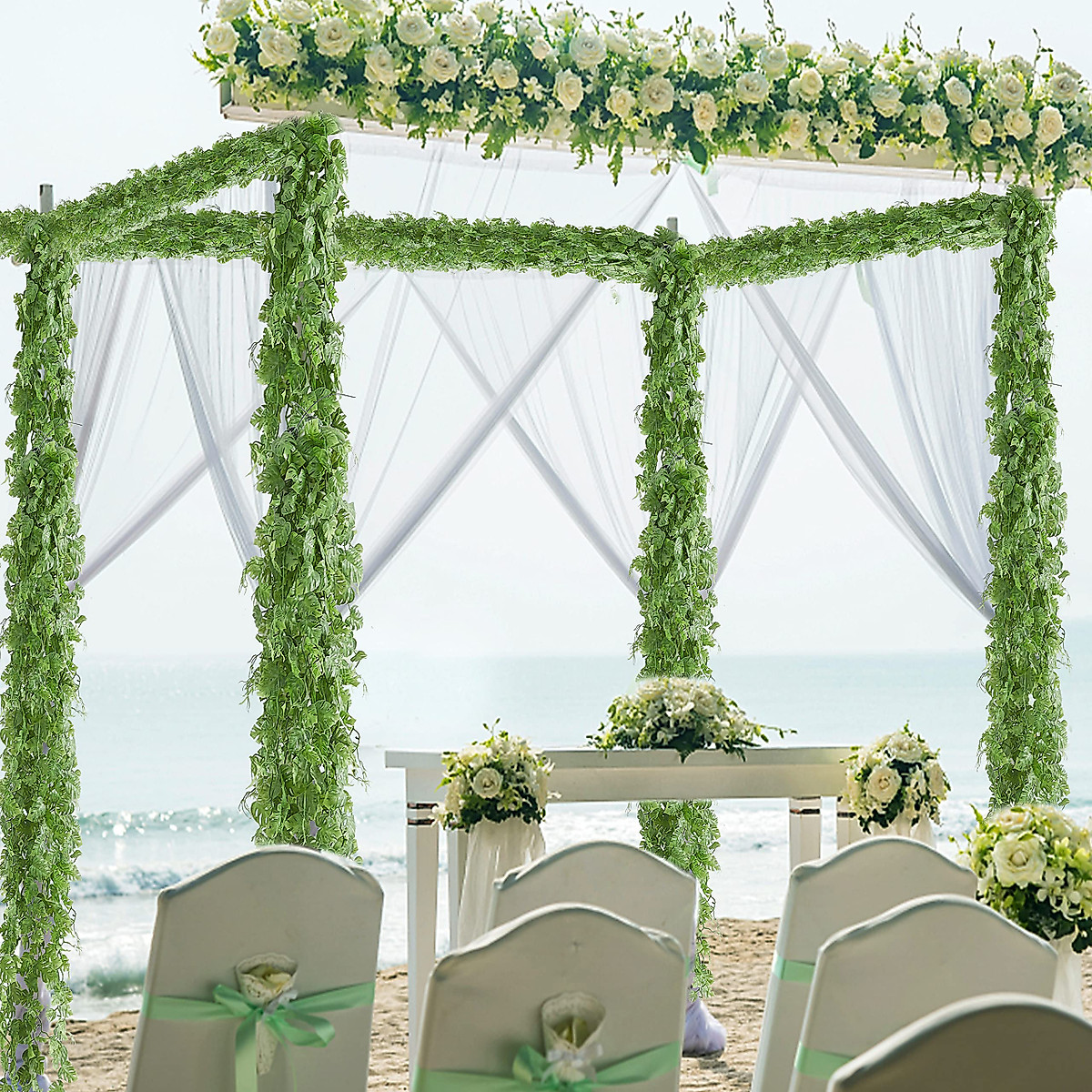 Astridia 2 Packs Hanging Artificial Plants Vine, 6.6ft Fake lvy Garland, Hanging Greenery Faux Plants for Wedding Party Room Garden Home Decor