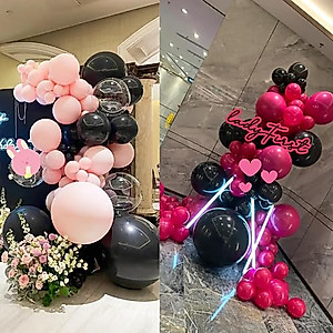 Pink and Black Balloon Garland Kit, 119pcs Black Balloon and Hot Pink Balloon with Macaron Pink Hot Pink Black White Silver Balloon for Birthday Party, Weddings, Baby Shower, Anniversaries