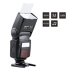 PHOTOOLEX Speedlite Camera Flash for Canon Nikon Sony Panasonic Olympus Fujifilm Pentax Sigma Minolta Leica and Other SLR Digital SLR Film SLR Cameras and Digital Cameras with Single-Contact Hot Shoe