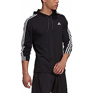 adidas Mens Lightweight Pullover Hoodie T-Shirt (X-Large, Black/White)