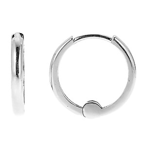 Ritastephens 10k White Gold Mini Huggies Hoops Earrings 1.5x9 Mm