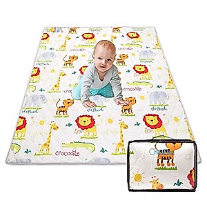 ChildLike Lion Baby Play Mat - Comfortable Non-Slip Tummy Time Mat for Floor Crawling, 71x59 Inch