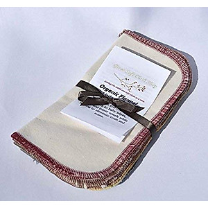 1 Ply Organic Flannel Washable Baby Wipes 8 x 8 Inches Set of 10 Earthtone Assortment