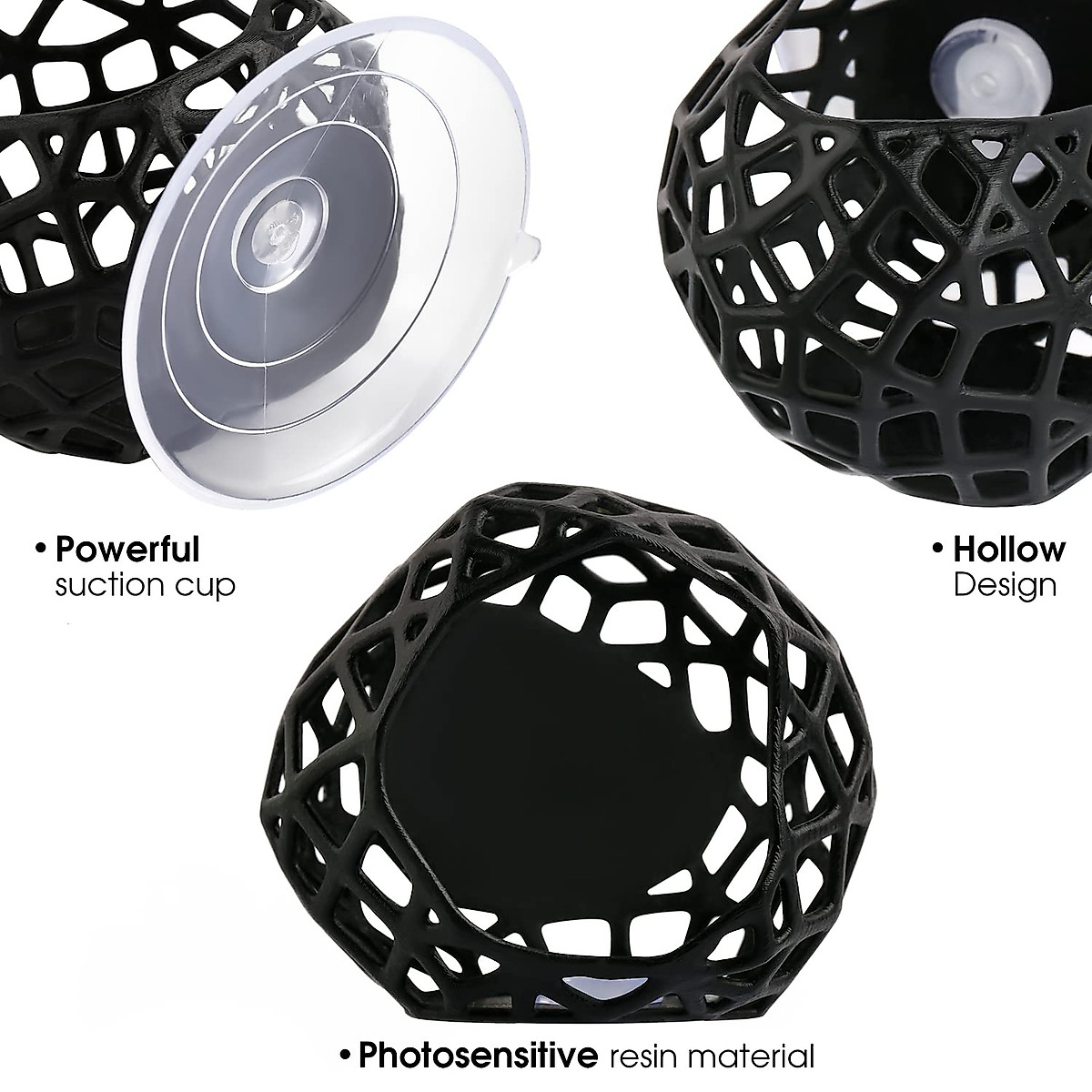 Aquarium Plant Holder, Fish Tank Plant Holder with Suction Cups, Aquarium Planter Cup, Hanging Aquarium Planter Cups, for Aquatic Plant Cultivation and Water Feature Decoratio(Black)