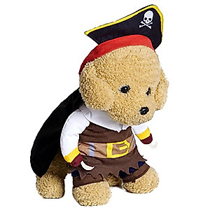 3 Pack Pet Pirate Costume Set Pirate Skull Cap Hat + Pirate Dog Cloak + Pirate Cosplay Jumpsuit for Cat Puppy Halloween Dress Up Costume Photo Props Accessories (Medium)