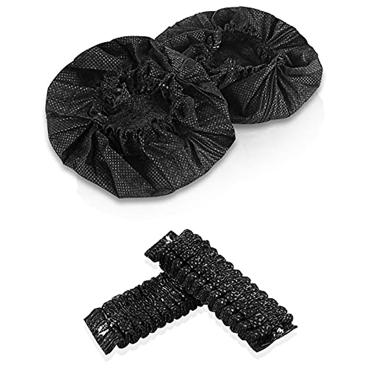 Geekria 100 Pairs Individually Wrapped Disposable Earphone Covers, Stretchable Sanitary Ear Pads Covers, Hygienic Ear Cushion Protector for Medium-Sized Earpiece Bulk Pack (Size M, Black)