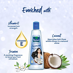 Parachute Advansed Jasmine Enriched Coconut Hair Oil with Vitamin-E | For Scalp Nourishment| Stronger, Softer, Silkier Hair |Non-Sticky | All Hair Types| 6.4 Fl.oz.