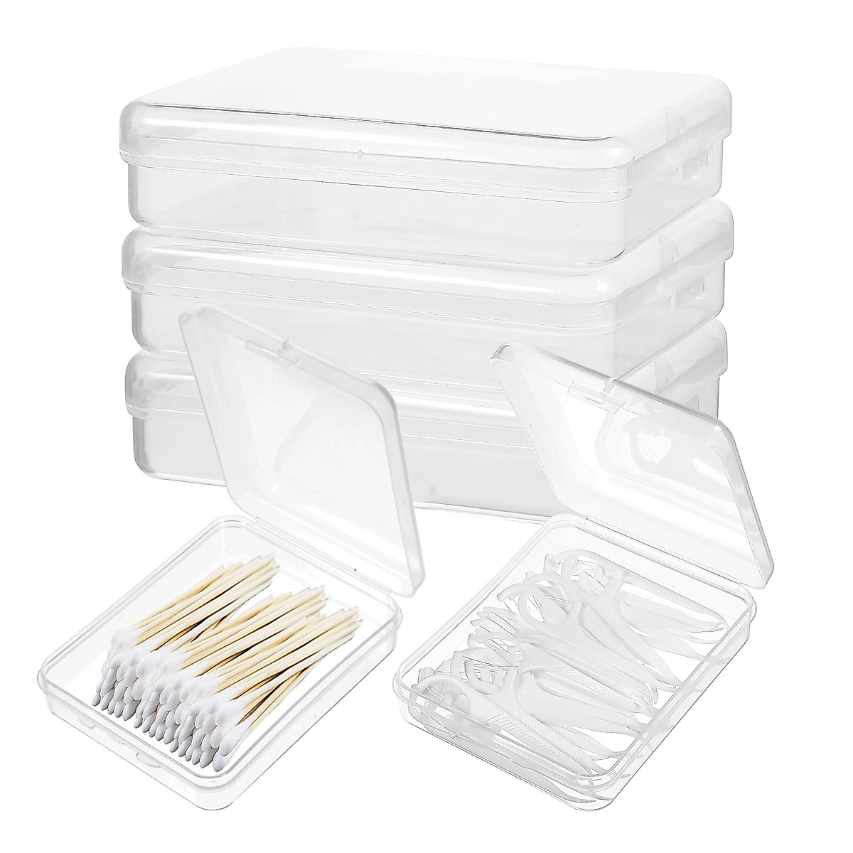 Gjinxi 3PCs Mini Plastic Storage Containers Box, Clear Organizer Storage Case for Small Items, Rectangle Travel Storage Bins for Beads, Game Pieces, Business Cards, Crafts Accessories (110×90×28 mm)