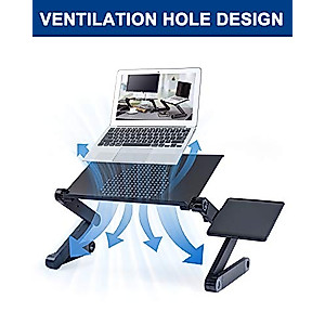 RAINBEAN Adjustable Laptop Desk, Laptop Stand for Bed Portable Lap Desk Foldable Table Workstation Notebook Riser with Mouse Pad, Ergonomic Computer Tray Reading Holder Bed Tray Standing Desk