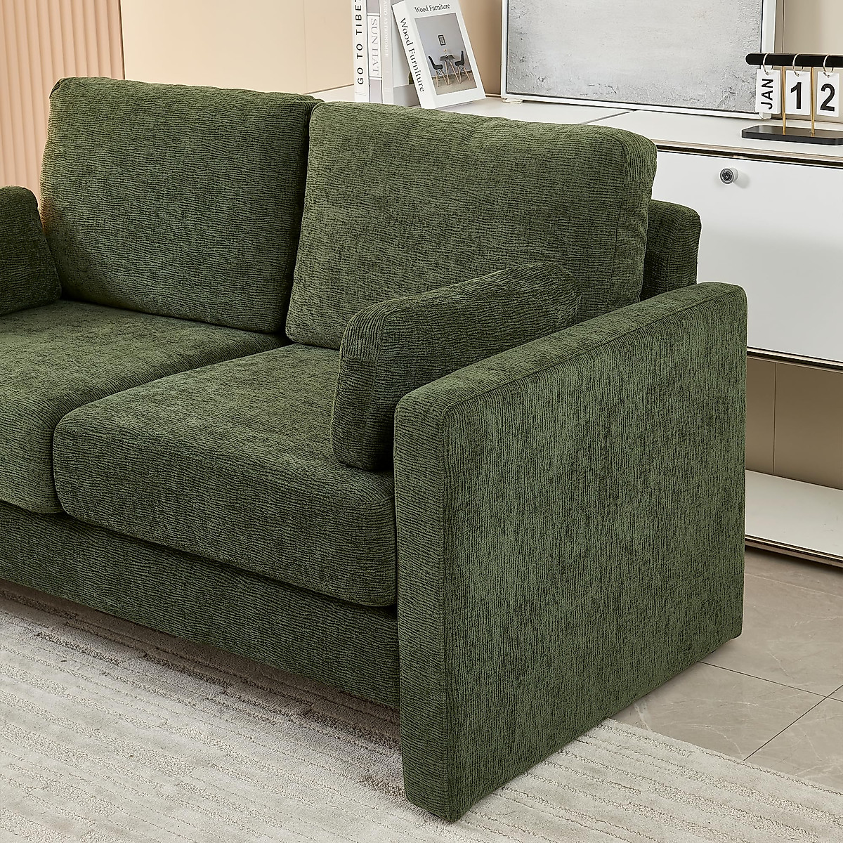 Tosaronia 58.66" x 30.70"Loveseat Sofa Couch Small Modern Comfy Couch with Chenille Fabric, Upholstered 2-Seater Sofa for Office, Small Spaces, Bedroom, Living Room, Apartment(Green)