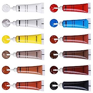 12 Colors Leather Repair Kit - for Furniture Car Seats Couches Sofa Shoes Boat, Leather Dye Restore Scratches Tears Holes, Purses Jacket Leather Paint, Vinyl Repair Kit Bonded Leather Genuine Italian…