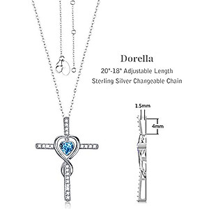 Blue Aquamarine Necklace for Mom Wife Birthday Gifts Sterling Silver Love Heart Infinity Pendant Necklace for Her