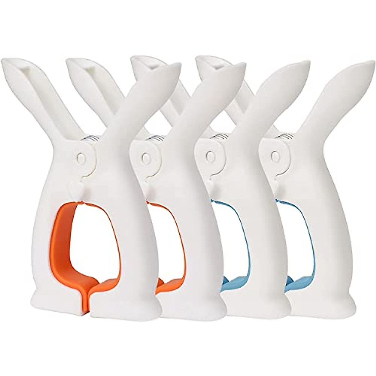 6 Packs Towel Clips for Beach Chairs Cruise Clothes Pins Silicone Plastic Heavy Duty Laundry Clothespins Windproof Clamps No Trace Design Clothes Pegs (Rabbit Blue-06) (Rabbit Blue-6)