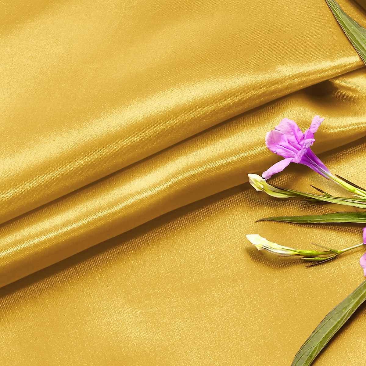 P Pothuiny 60 Inch Wide Gold Satin Fabric by The Yard, Silky Charmeuse Satin Fabric for Bridal Wedding Dress Decor DIY Apparel Crafts, 1 Yard
