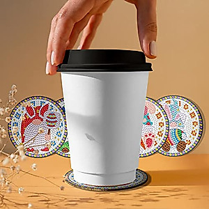 6 Pcs Diamond Painting Coasters Kit, Easter Diamond Painting Coasters with Holder, DIY Diamond Art Kits for Adults Kids 5D Diamond Painting Coasters for Easter Home Decor