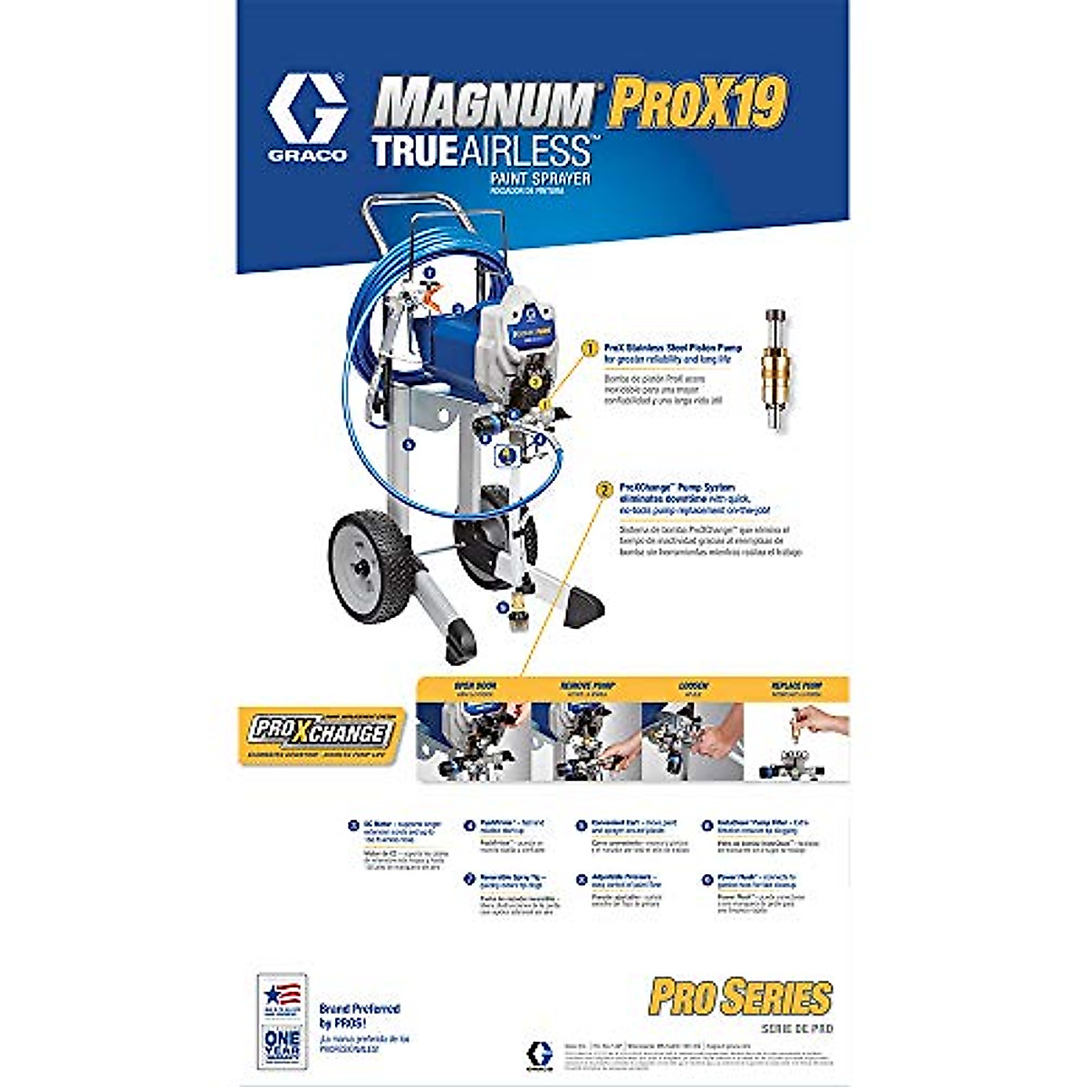 Graco 17G180 Magnum ProX19 Cart Paint Sprayer, Blue & white