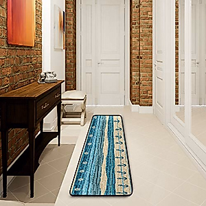 ALAZA Nautical Style Runner Area Rug Non Slip Floor Mat for Hallway Entryway Living Room Bedroom Dorm Home Decor 72x24 inches