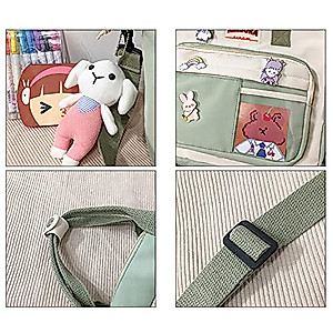 Treonca Kawaii Backpack with Kawaii Pin and Accessories Girl Backpack Cute Shoulder Tote Bag Laptop Schoolbag for Students Backpack for School (Black with pendant)