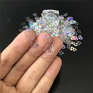 PrettyG 10 Grams/Pack -Sliver Doctor Stethoscope Shape Holographic Glitter Sequins - Festival Rave Beauty Makeup Face Body Nail Art Decoration LB100