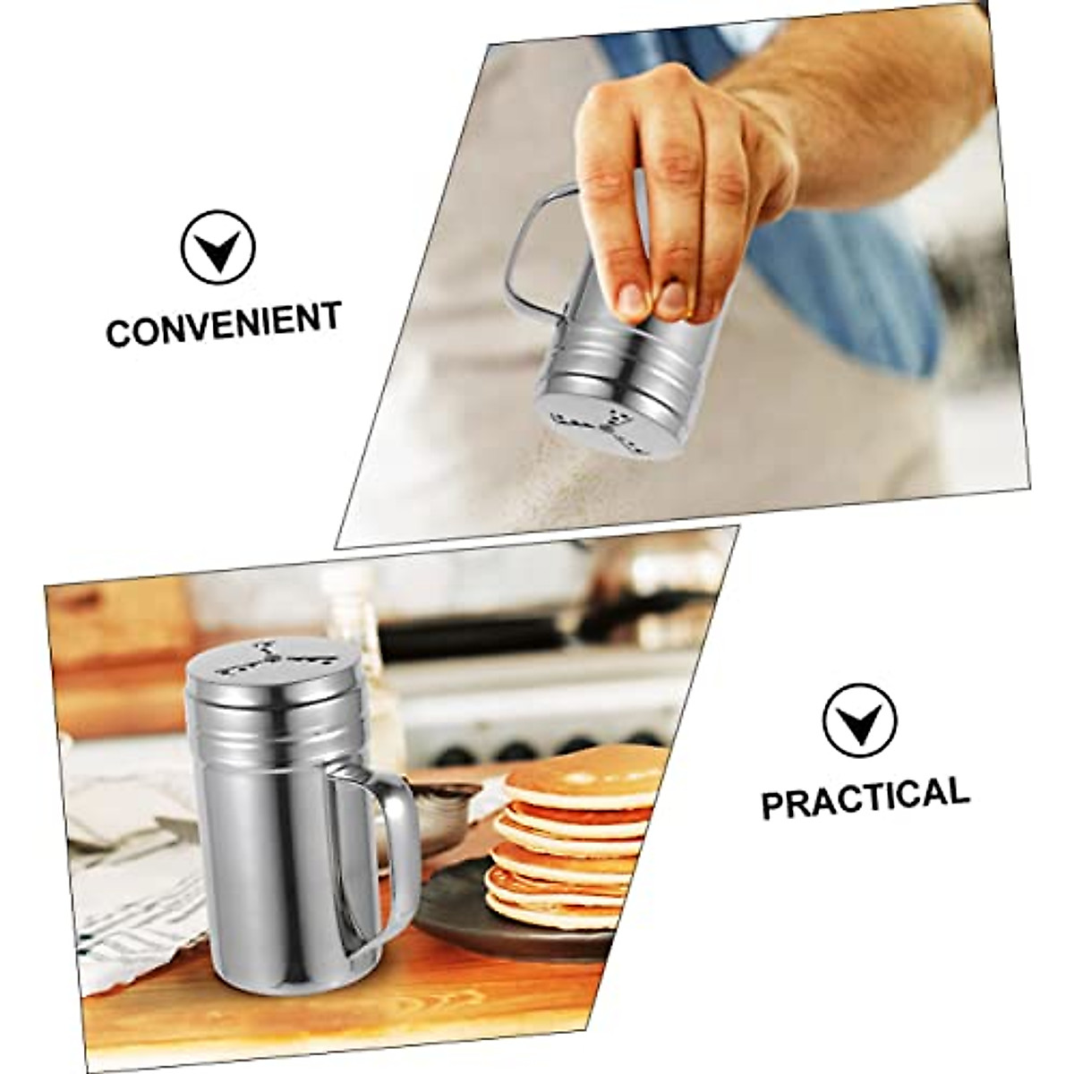 Housoutil 2pcs Seasoning Jar with Handle Glass Sauce Bottles Stainless Steel Containers Terrarium Salt and Pepper Shakers Storage Jar Seasoning Shaker Stainless Steel Pepper Shakers Salt Jar