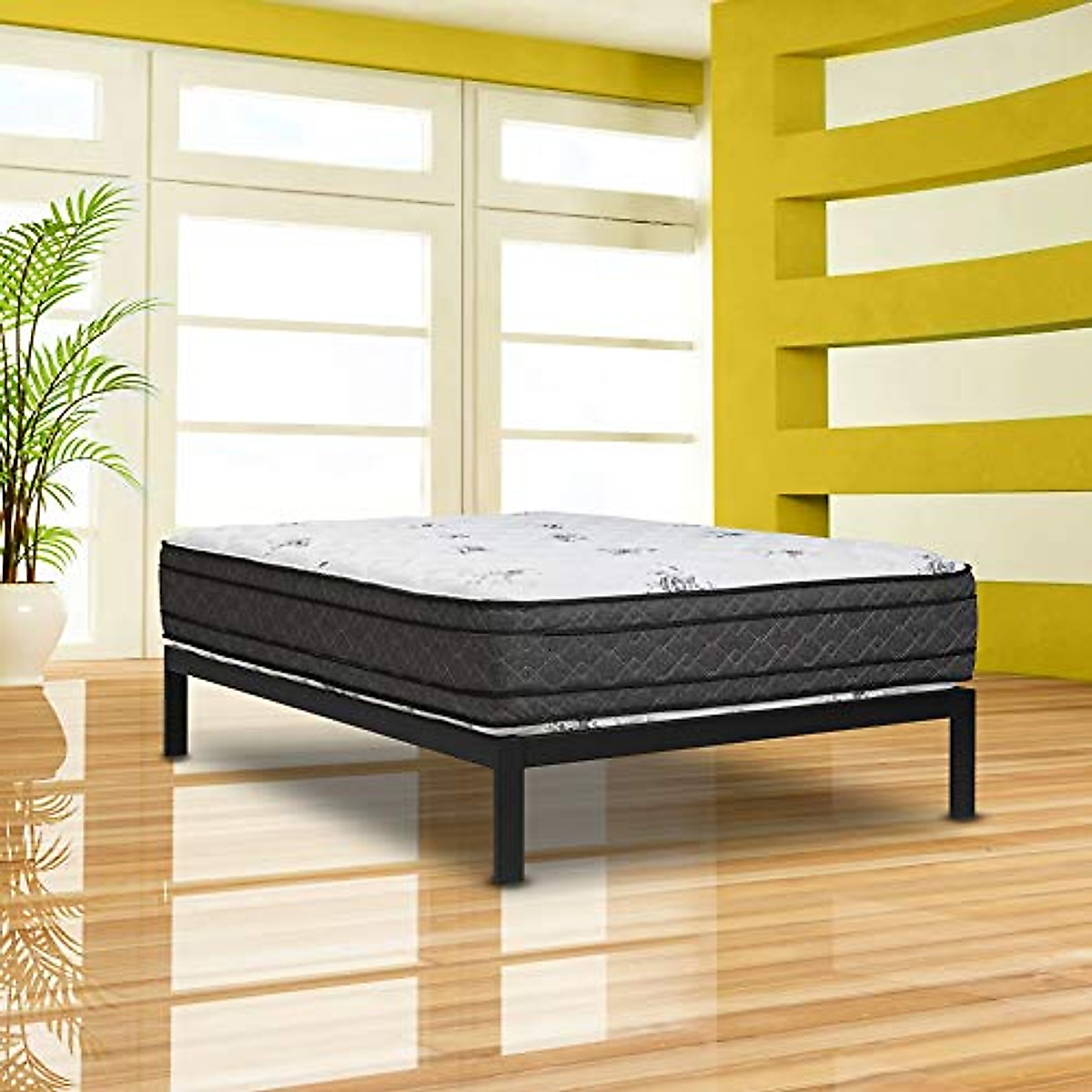 Wolf Tranquility Boxtop 11" Coil and Gel Memory Foam Hybrid Mattress/Platform Set, Queen