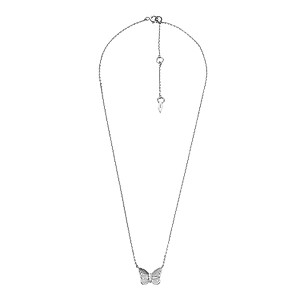 Fossil Women's Sterling Silver Butterflies Chain Necklace, Color: Silver (Model: JFS00619040)