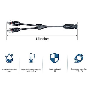 ELFCULB 2Pair Solar Panel Connector, 1 FT Solar Connectors Y Branch Parallel Adapter Cable Solar Cable, 1 Male to 2 Female(M/FF) and 1 Female to 2 Male(F/MM) Solar Panel Cables and Connectors 1500V