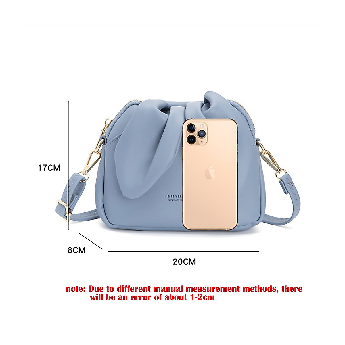 Fashion girl small crossbody shoulder bag cute rabbit ear shape zipper PU messenger bags coin purse for women