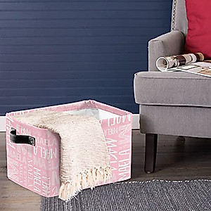 ZAACUSTOM Foldable Personalized Toy Box for Boys Girls with Name Waterproof Kids Custom Storage Bin Baskets Cube Boxes Organizer with Handles for Organizing Shelf Closet, 1 Pack