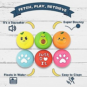 Pawnana Squeaky Dog Toys - Soft Latex Rubber Squeaky Dog Ball for Small Puppies and Medium Dogs - Bounce Dog Squeak Toys Balls with Funny Cute Face