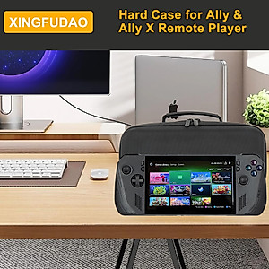 XINGFUDAO Console EVA Case Compatible with ASUS ROG Ally X 2024 / ROG Ally 7" 120Hz Gaming Handheld, ROG Ally Game Console Organizer with Large Capacity (Black)