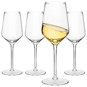 ELIXIR GLASSWARE Crystal Wine Glasses – Hand Blown Red & White Wine Glasses – Set of 4 Long Stem Wine Glasses, Premium Crystal – Wedding, Anniversary, Christmas – 13 oz, Clear