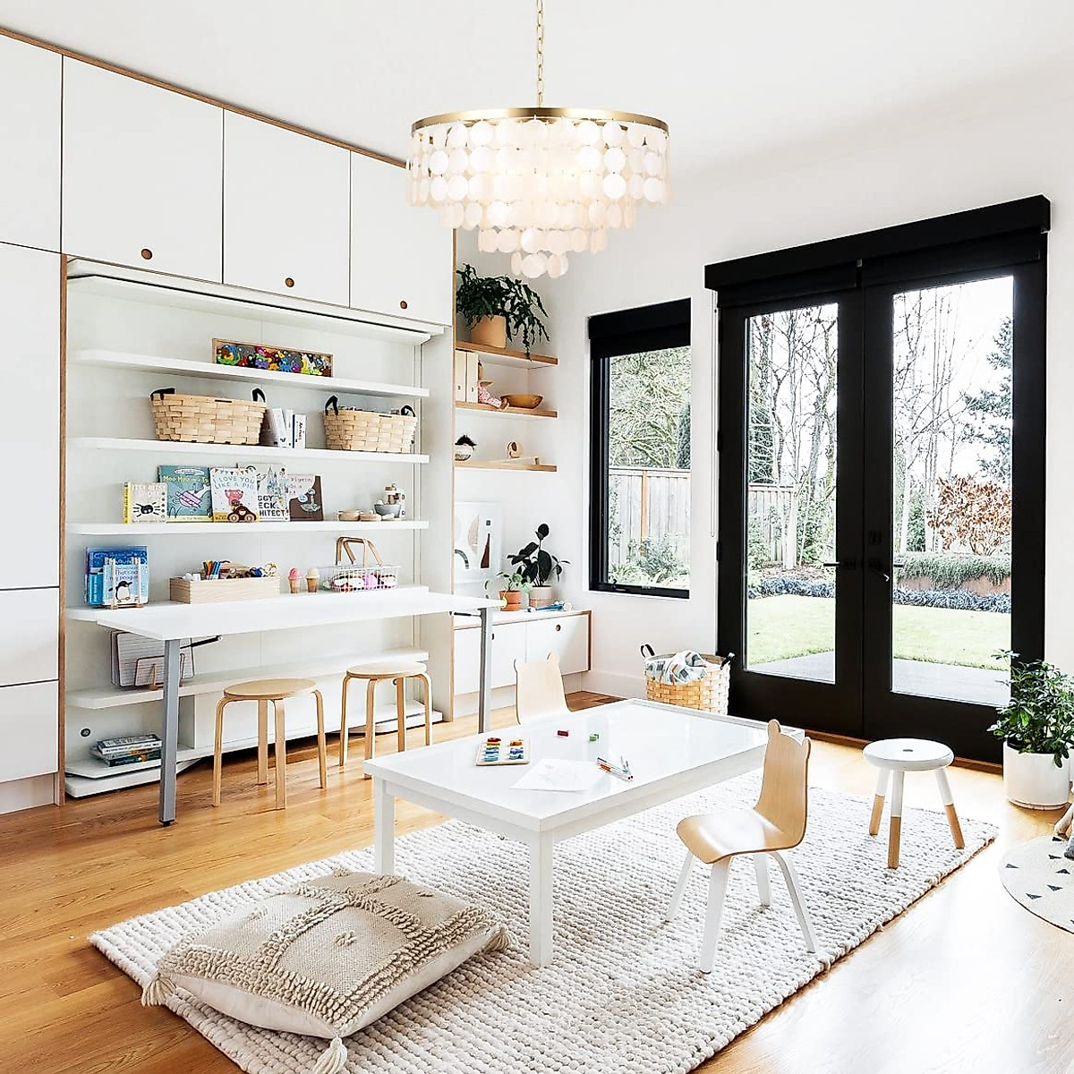 ALICE HOUSE 24" Dining Room Chandeliers, Brushed Brass Finish, 5 Light Coastal Ceiling Hanging Light for Kitchen, Living Room, Bathroom and Bedroom, ETL Listed, AL2608-P5