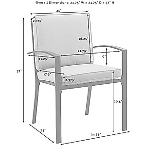 Crosley Furniture KO60025BZ-OL Kaplan Outdoor Metal Dining Chairs, Set of 2, Oiled Bronze with Oatmeal Cushions