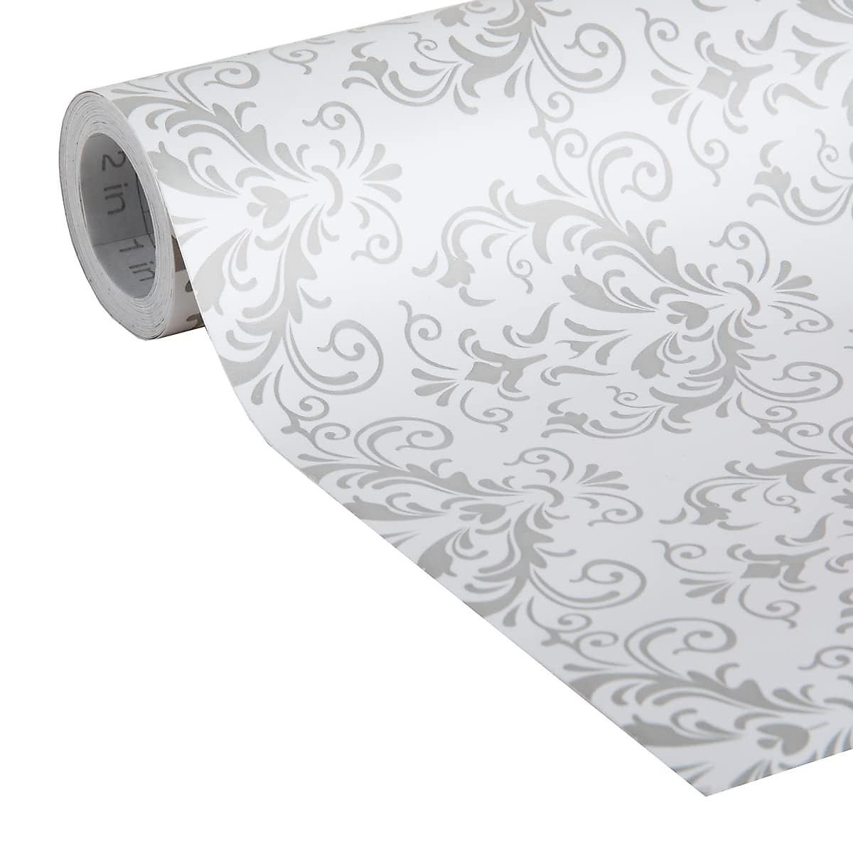 Duck 286448 EasyLiner Adhesive Laminate Prints Shelf Liner, Gray Damask, 20 in. x 15 ft., 6 Rolls