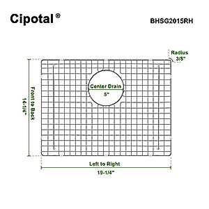 CIPOTAL 19.2 in. x 14.2 in. Rear Drain Kitchen Sink Bottom Grid with Supersoft Silicone Feet in 304 Grade Stainless Steel