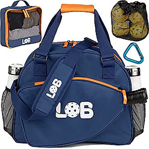 3 pcs Pickleball Bag For Men And Women Accessories For Clothing and Equipment Extra Pouch Fence Hook Nylon Mesh Bottle Holders Pickle Ball Fits Two Paddle Crossbody Sling Duffle Bag Tote (Blue)