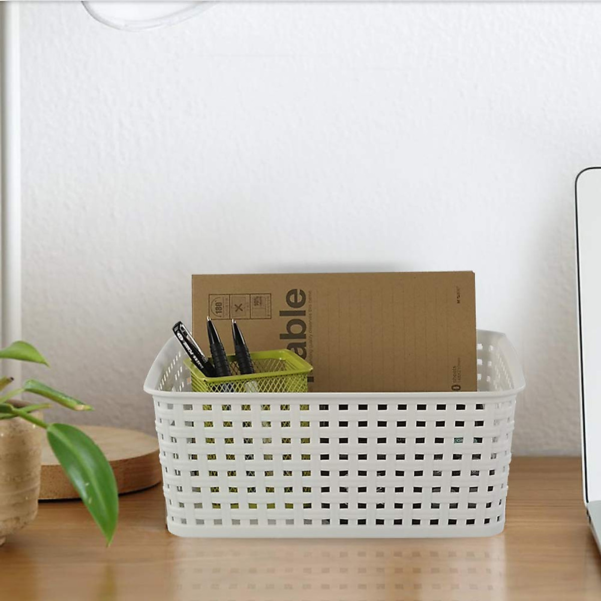 Pekky White Plastic Storage Basket, Kitchen Organizer, Set of 6