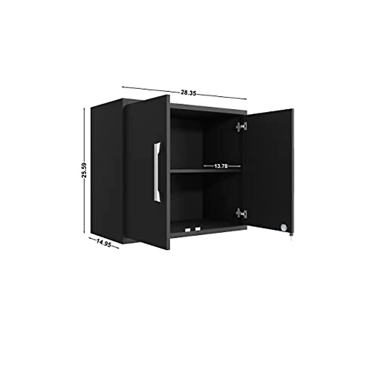 Manhattan Comfort Eiffel 3-Piece Storage Garage Set in Matte Black