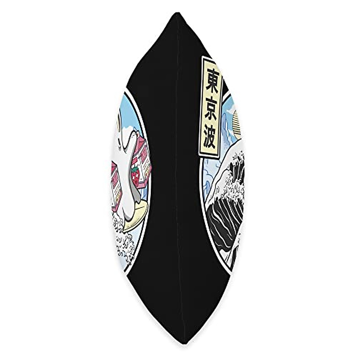 Japanese Vaporwave Aesthetic Art By Tokyo-Waves Surfing Ghost Strawberry Milk Kanagawa Wave Kawaii Anime Throw Pillow, 18x18, Multicolor