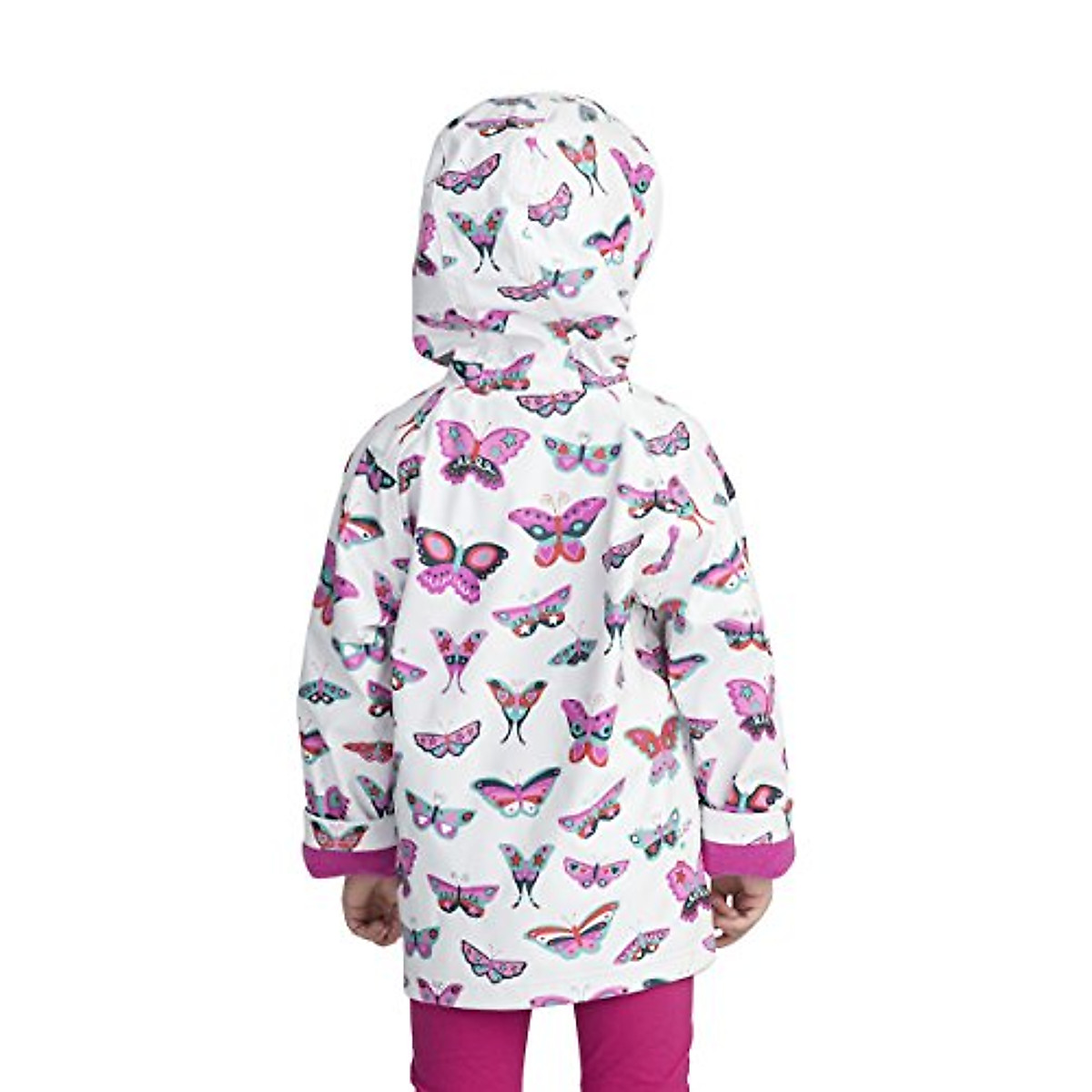 Hatley Girls' Little Button-Up Printed Rain Jacket, Groovy Butterflies, 2 Years