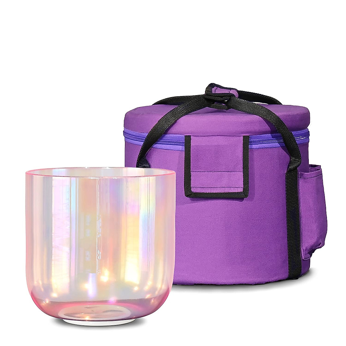 CVNC 7" F Cherry Blossom Pink Cosmic Heart Chakra Quartz Crystal Singing Bowl with Carry Case Bag For Sound Healing and Meditation