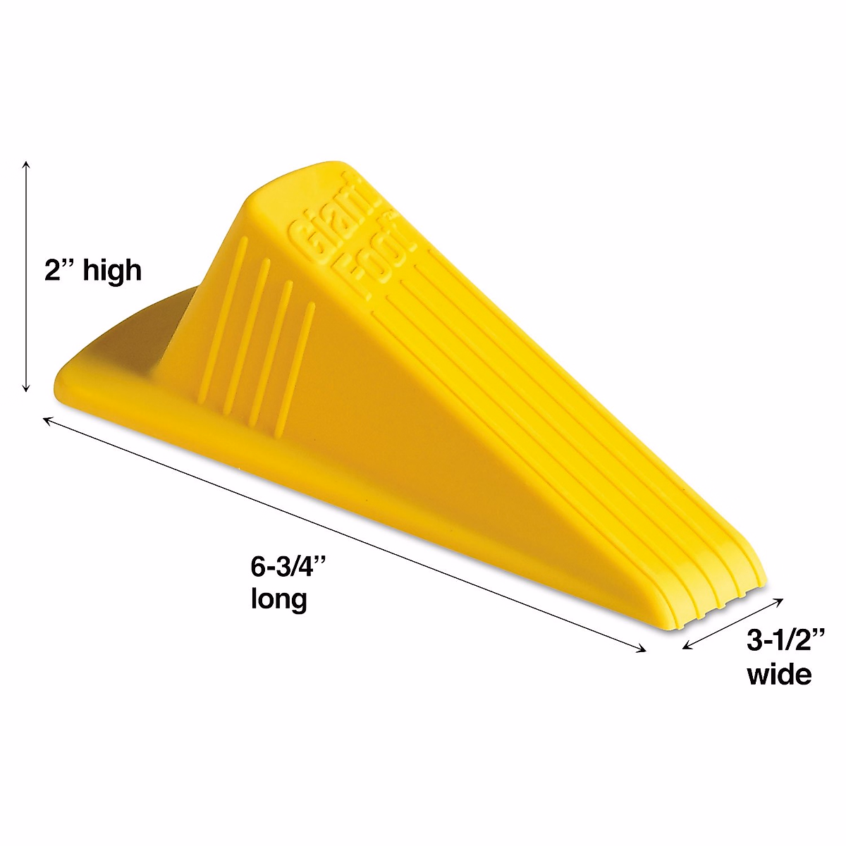 Master Caster 00966 Giant Foot Doorstop, No-Slip Rubber Wedge, 3-1/2w x 6-3/4d x 2h, Safety Yellow