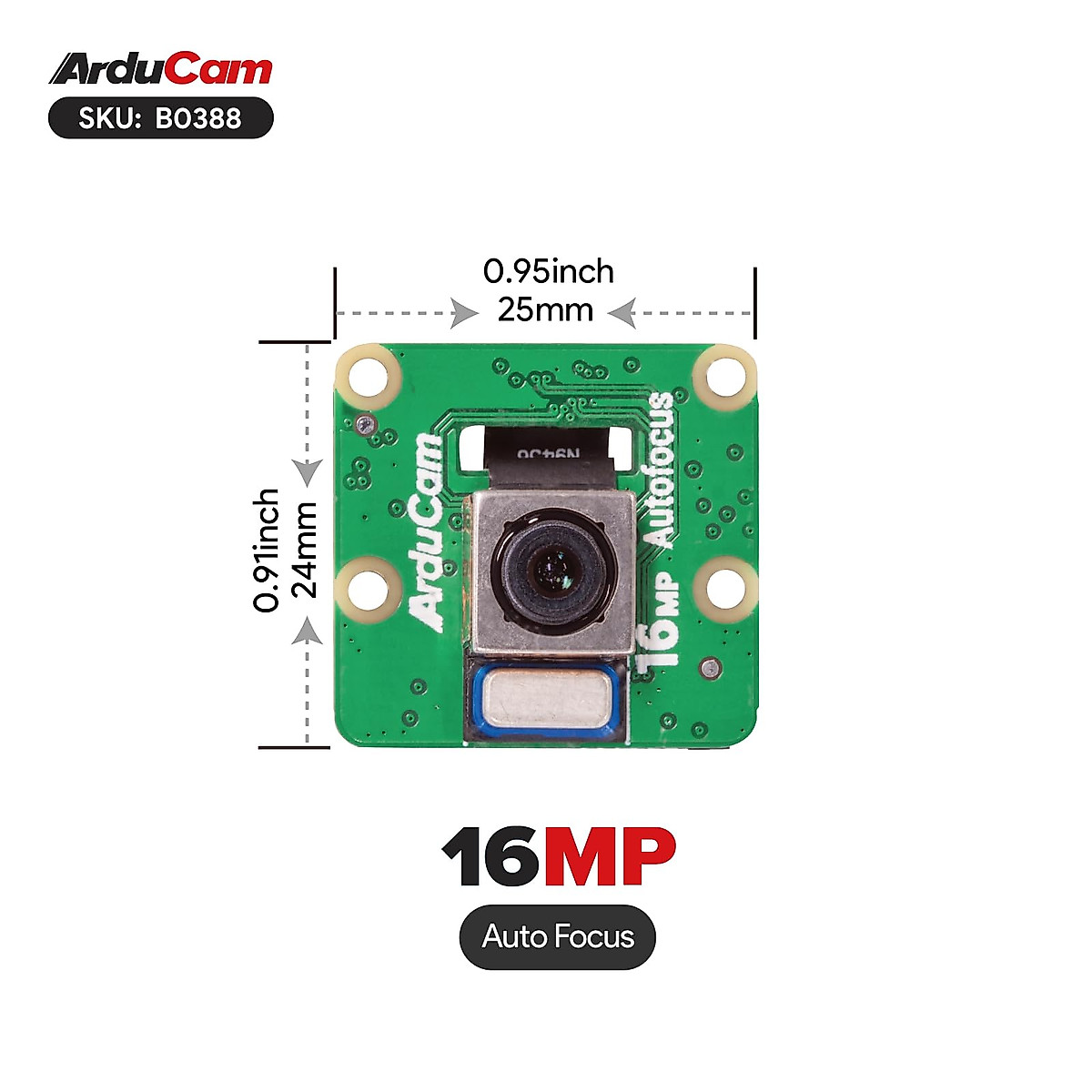 Arducam 16MP Autofocus Quad-Camera Kit for Raspberry Pi, 16MP IMX519 Autofocus Synchronized Pi Camera, Compatible with Nvidia Jetson Board