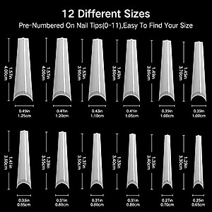 TOEDO 240pcs Extra Long Coffin Nail Tips 12 Sizes Artificial XXL Long Ballerina False Nail Tip with Box for Nail Salon and Home DIY