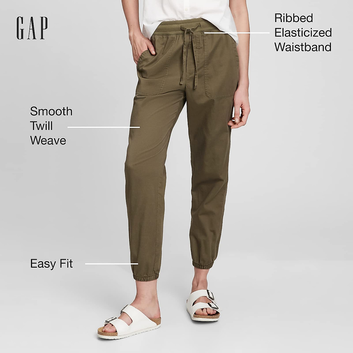 GAP Womens Ribbed Jogger Sweatpants, Surplus, Large US
