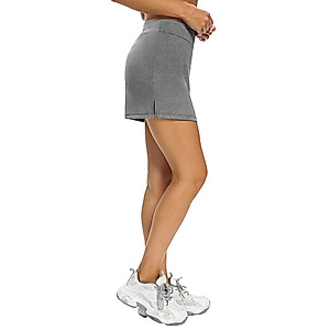LouKeith Tennis Skirts for Women Golf Athletic Activewear Skorts Mini Summer Workout Running Shorts with Pockets Light Gray S